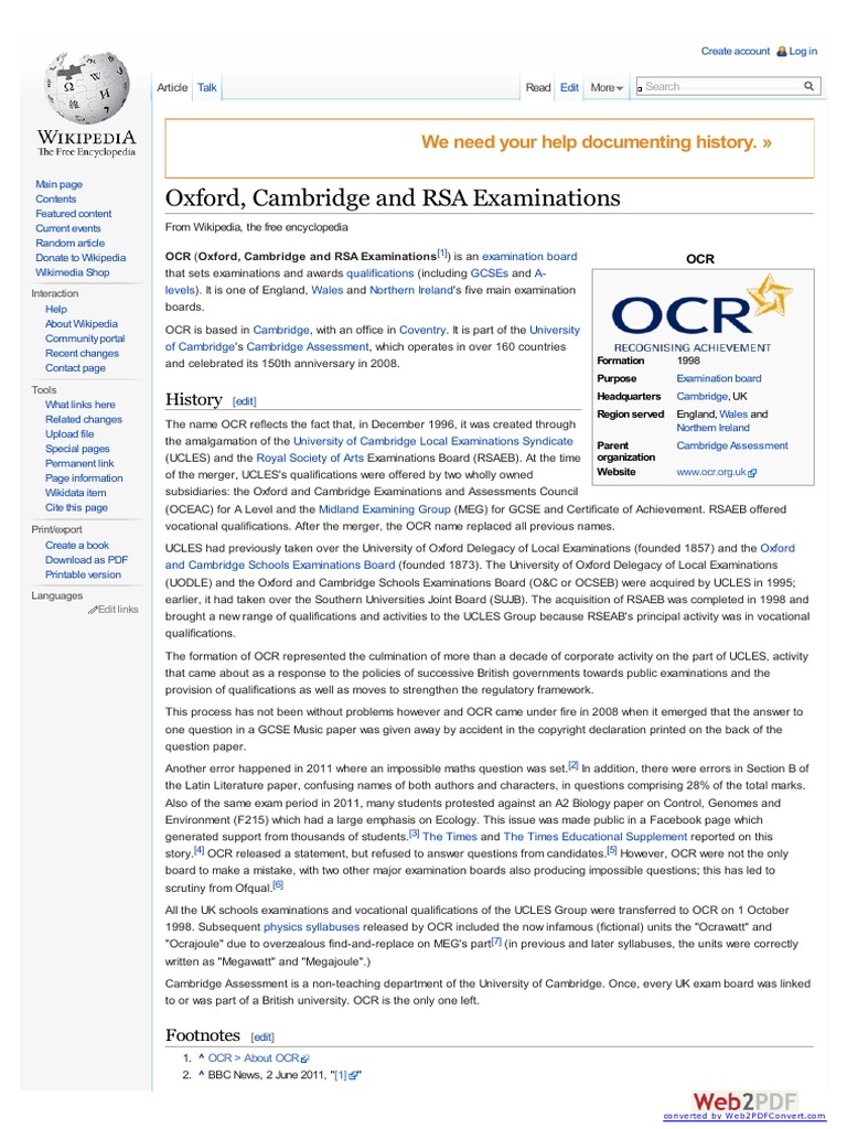 RSA of The OCR Exam Board | PDF | Qualifications | Educational ...