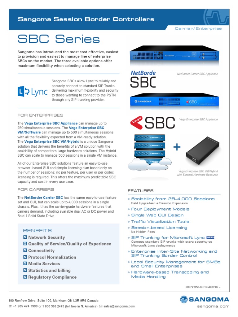 Sangoma Session Border Controllers Datasheet | PDF | Session Initiation Protocol | Networking ...