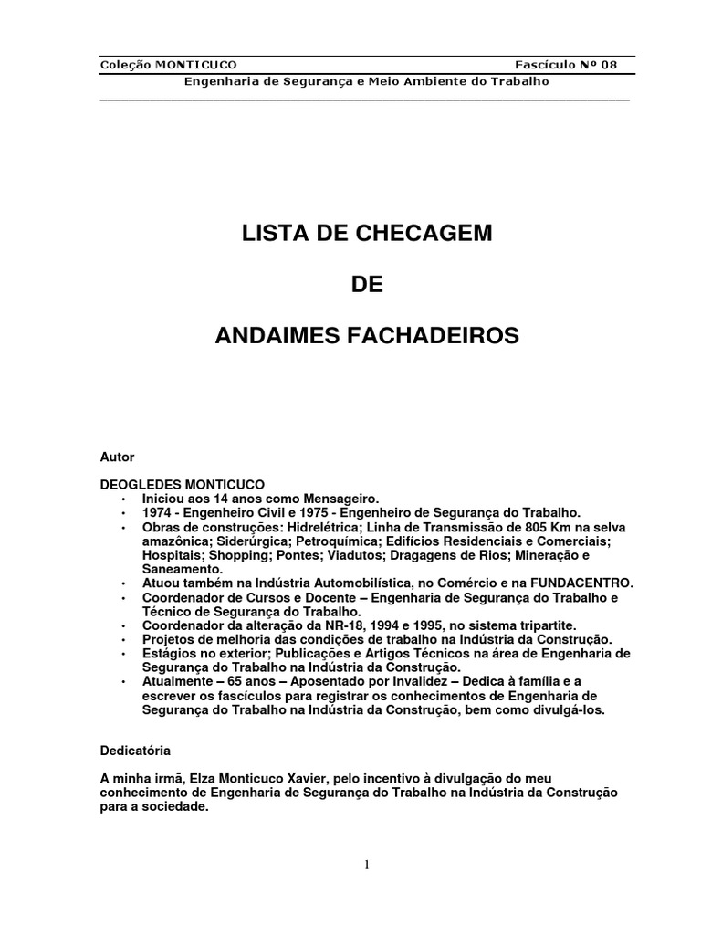 CheckList - Andaime Fachadeiro | PDF