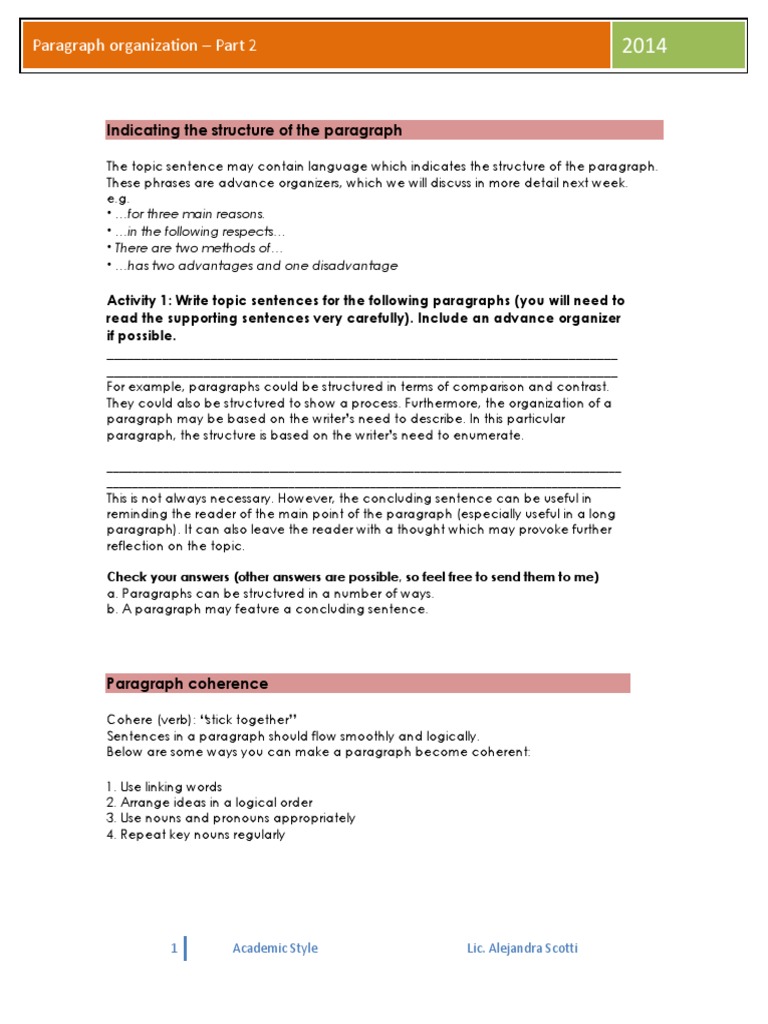 Paragraph Organization Part 2 | PDF | Emotional Intelligence | Gel ...