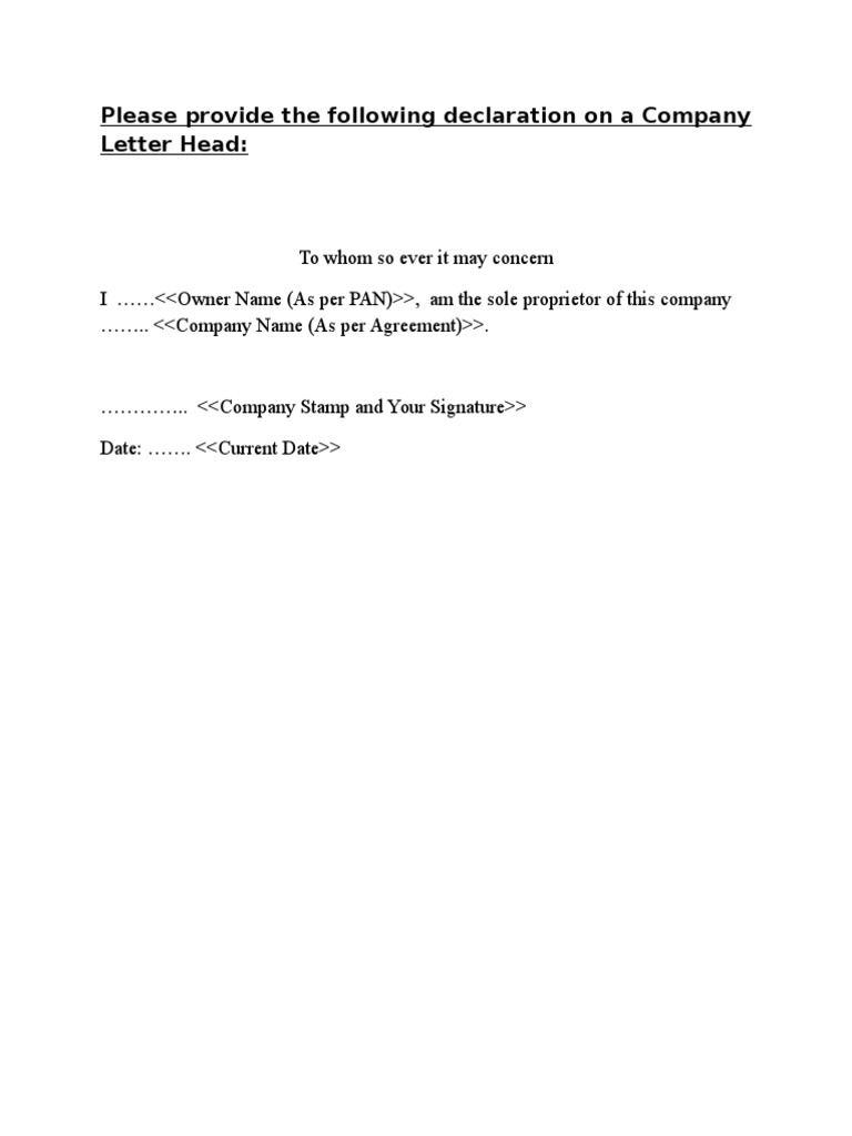 Sample-Proprietorship Declaration Form | PDF