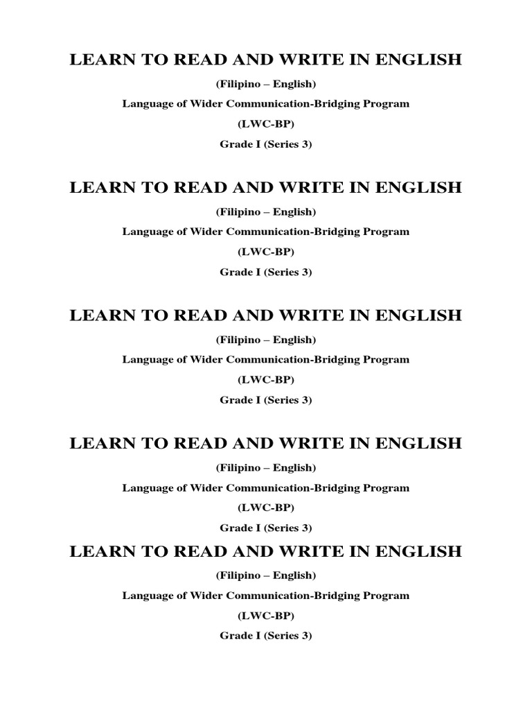 Learn To Read and Write in English | PDF