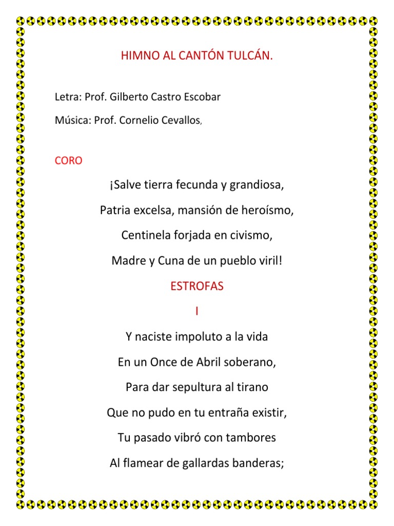 Himno al Cantón Tulcán: Letra y Música | PDF | Ciencias sociales