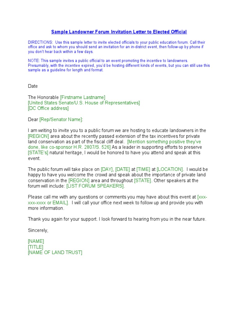 7-Sample Event Invitation To Elected Official | PDF | Health Care | Wellness