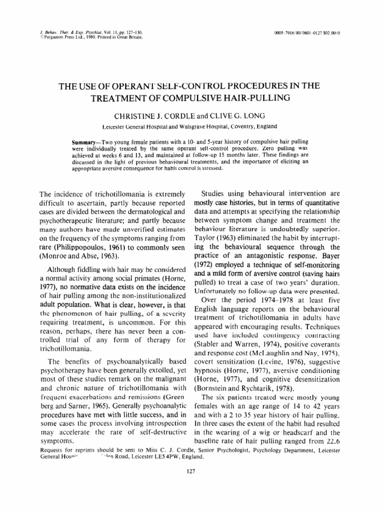 Christine Cordle & Clive Long - The Use of Operant Self-Control in ...