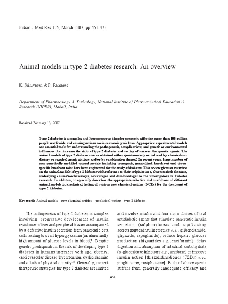 Animal Models in Type 2 Diabetes Research: An Overview | PDF