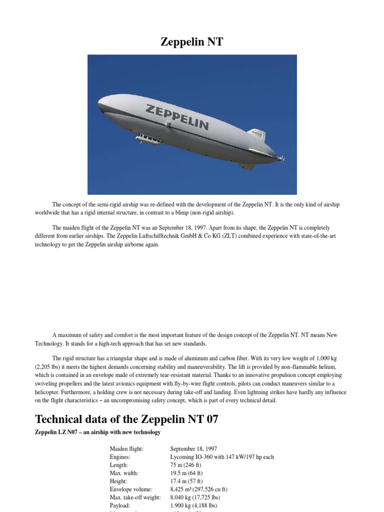 Redefining Airship Technology: An Overview of the Zeppelin NT Airship ...