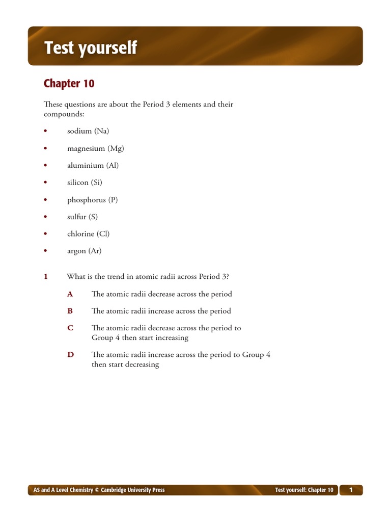 Test Yourself: - 1 A B C D | PDF