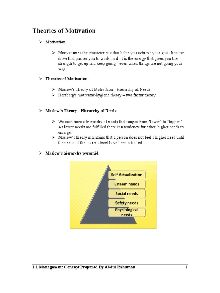 Theories of Motivation | PDF | Motivation | Motivational