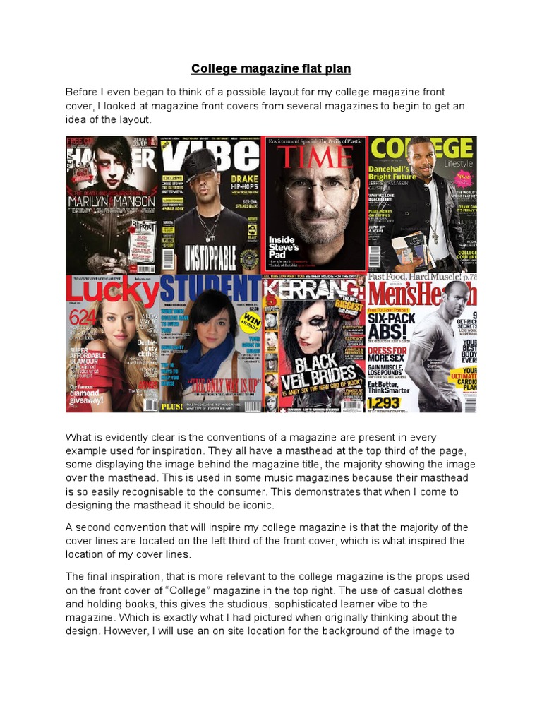 College Magazine Cover Design Plan | PDF
