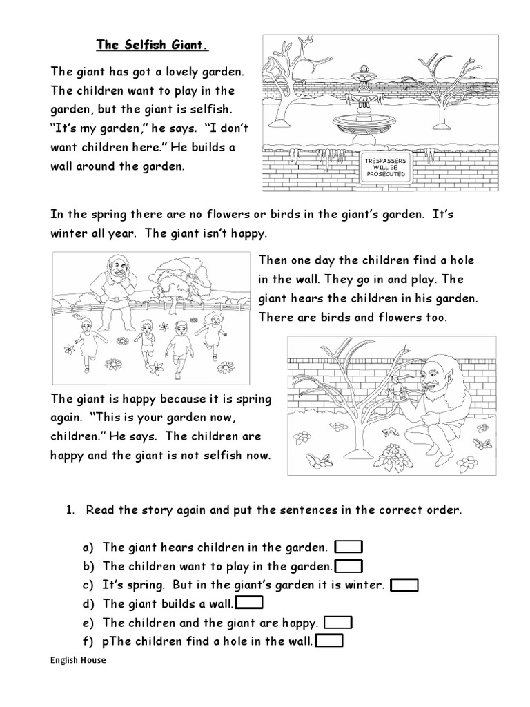 The Selfish Giant: Story Summary and Activities | PDF