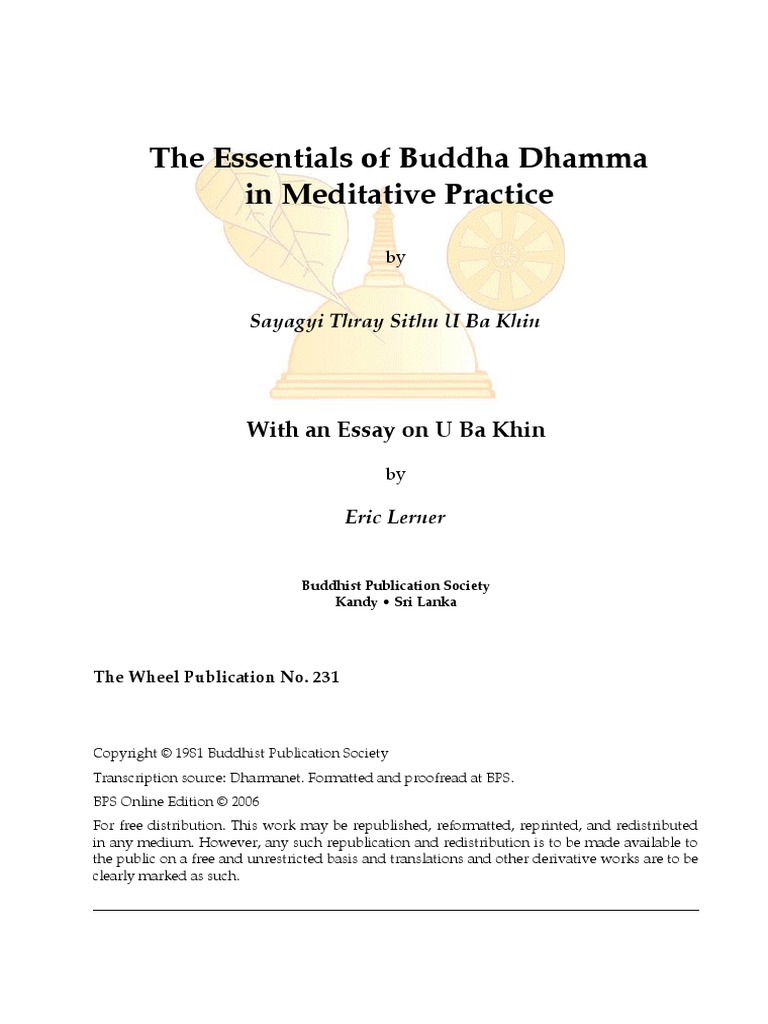 Dhamma in Meditative Practice U Ba Khin | PDF | Philosophy | Foreign ...