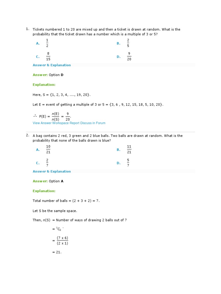 Answer & Explanation | PDF | Randomness | Probability