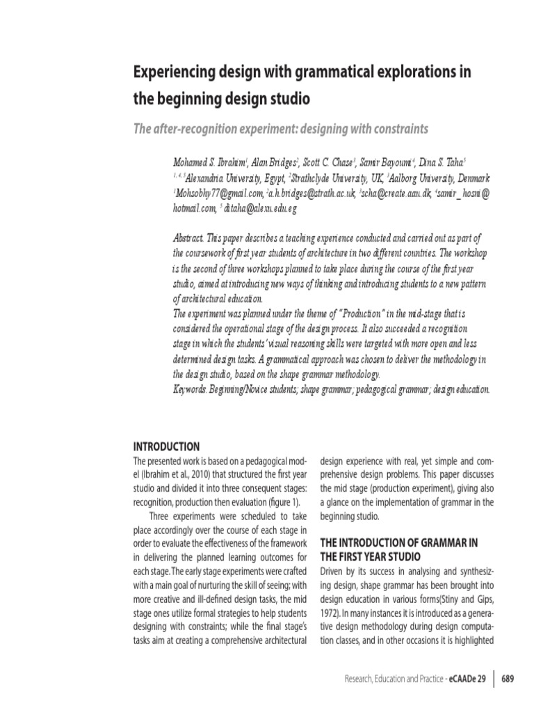 Design Education: Shape Grammar in Studios | PDF | Creativity | Perception