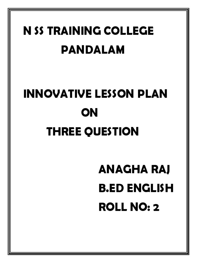 Innovative Lesson Plan Pdf Lesson Plan Lesson