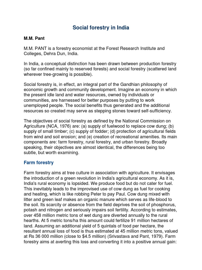 Social Forestry Benefits in India | PDF | Forestry | Plantation