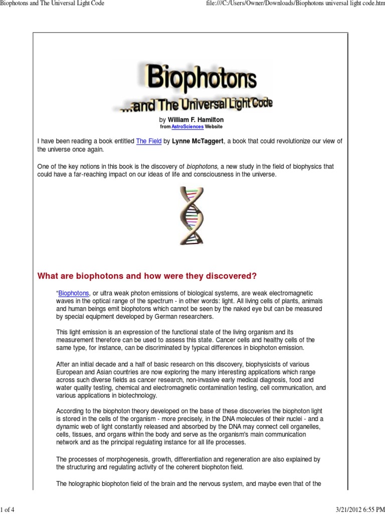 Biophotons-The Universal Light Code | PDF | Electromagnetic Spectrum ...