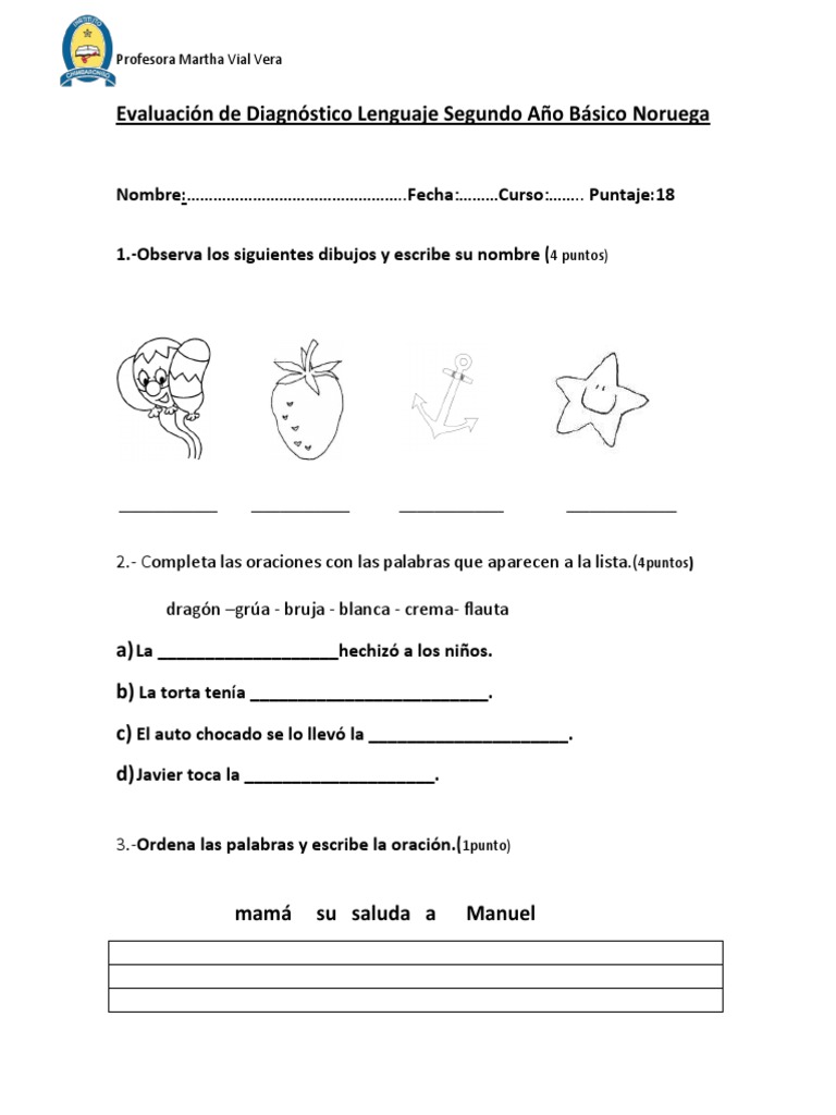 Evaluación de Diagnóstico Lenguaje Segundo Año Básico | PDF