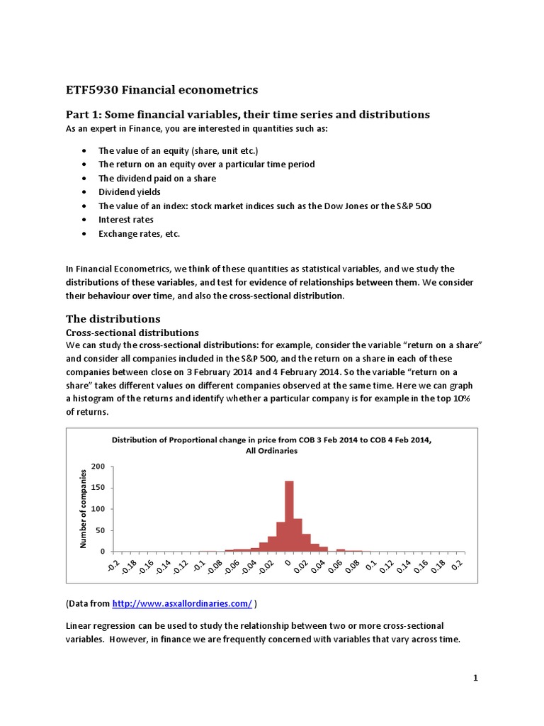 Part 1 Financial Variables | PDF | Covariance | Normal Distribution
