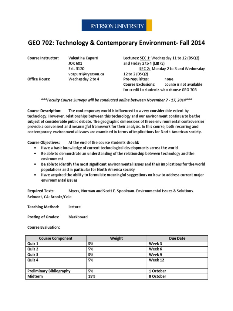 GEO 702: Technology & Contemporary Environment-Fall 2014 | PDF | Test ...