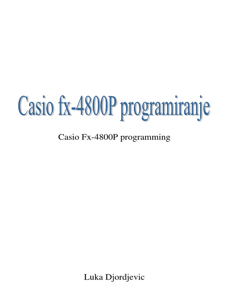 Casio FX-4800P Programming Guide | PDF