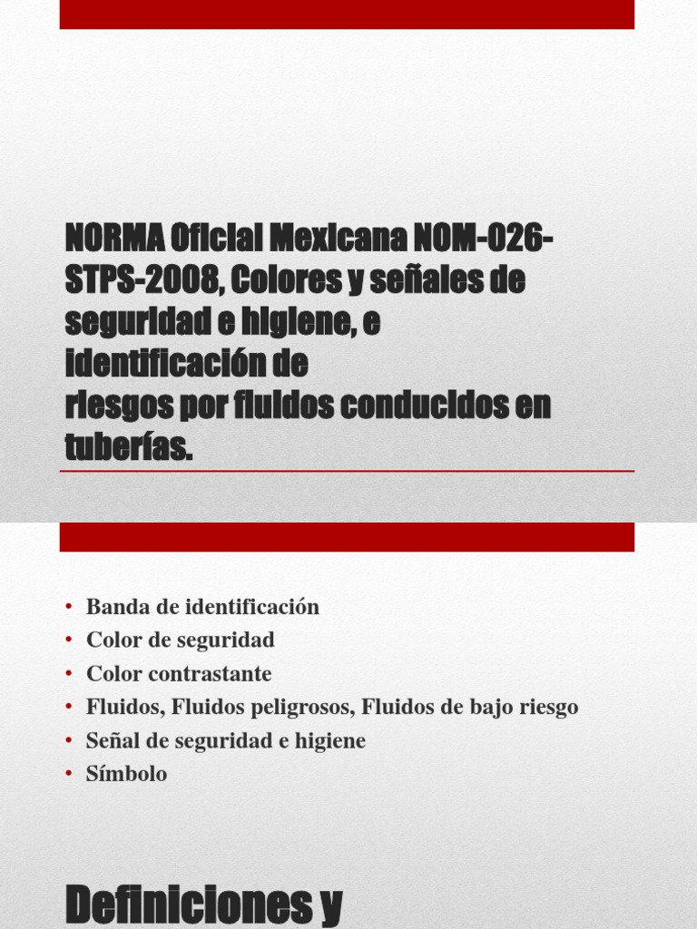 NORMA Oficial Mexicana NOM-026-STPS-2008, Colores y Señales