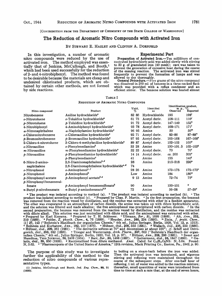 Reduction of Aromatic Nitro Compounds With Activated Iron | PDF | Amine ...