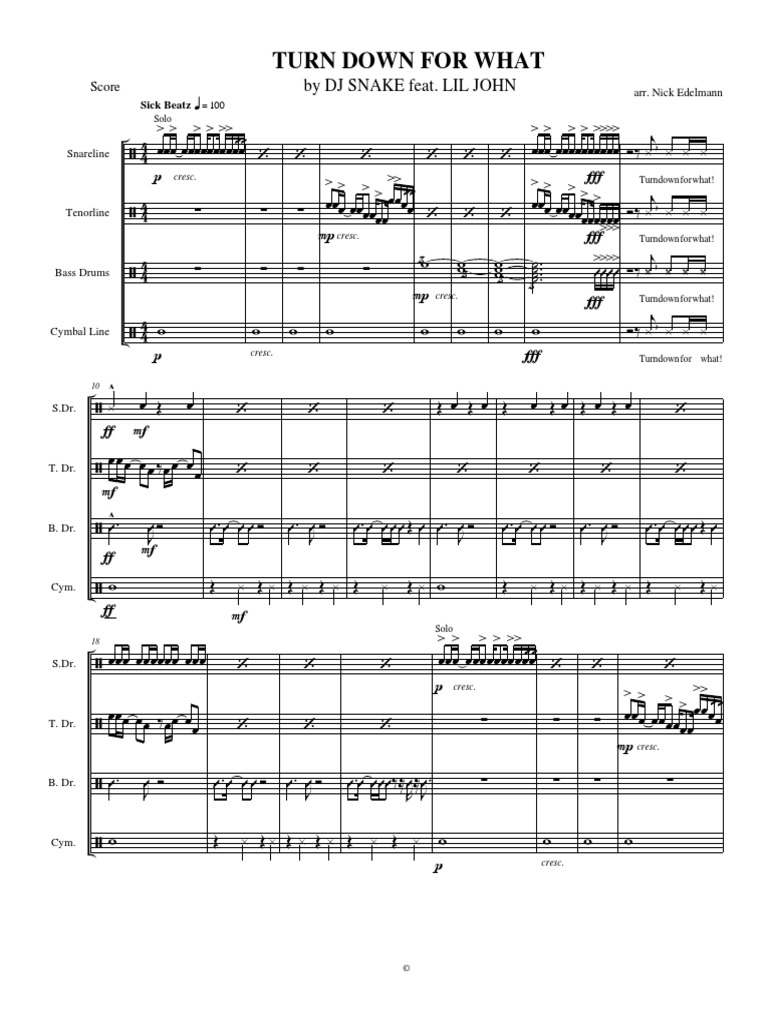 Turn Down For What Cadence | PDF | Marching Bands | Music
