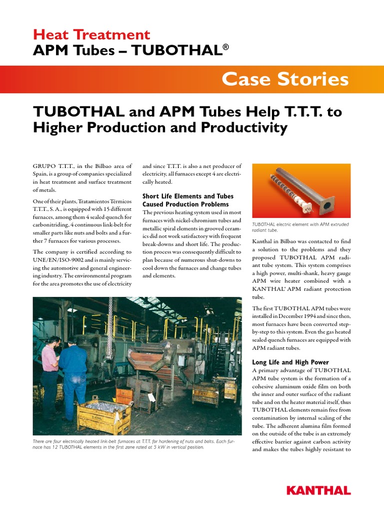 Case Stories: Apm Tubes - Tubothal | PDF | Heat Treating | Vacuum Tube