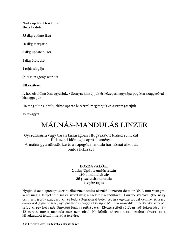 Norbi Update Diós Linzer | PDF
