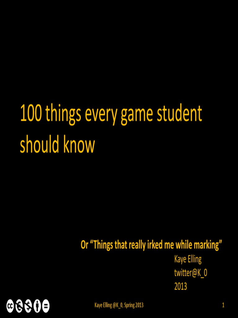 100 Things Every Game Student Should Know | PDF