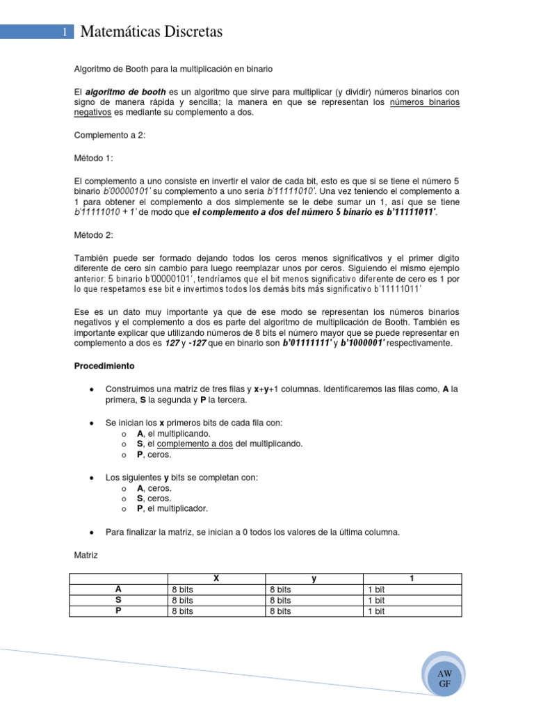 Algoritmo de Booth para la multiplicación binaria y su aplicación en un ...