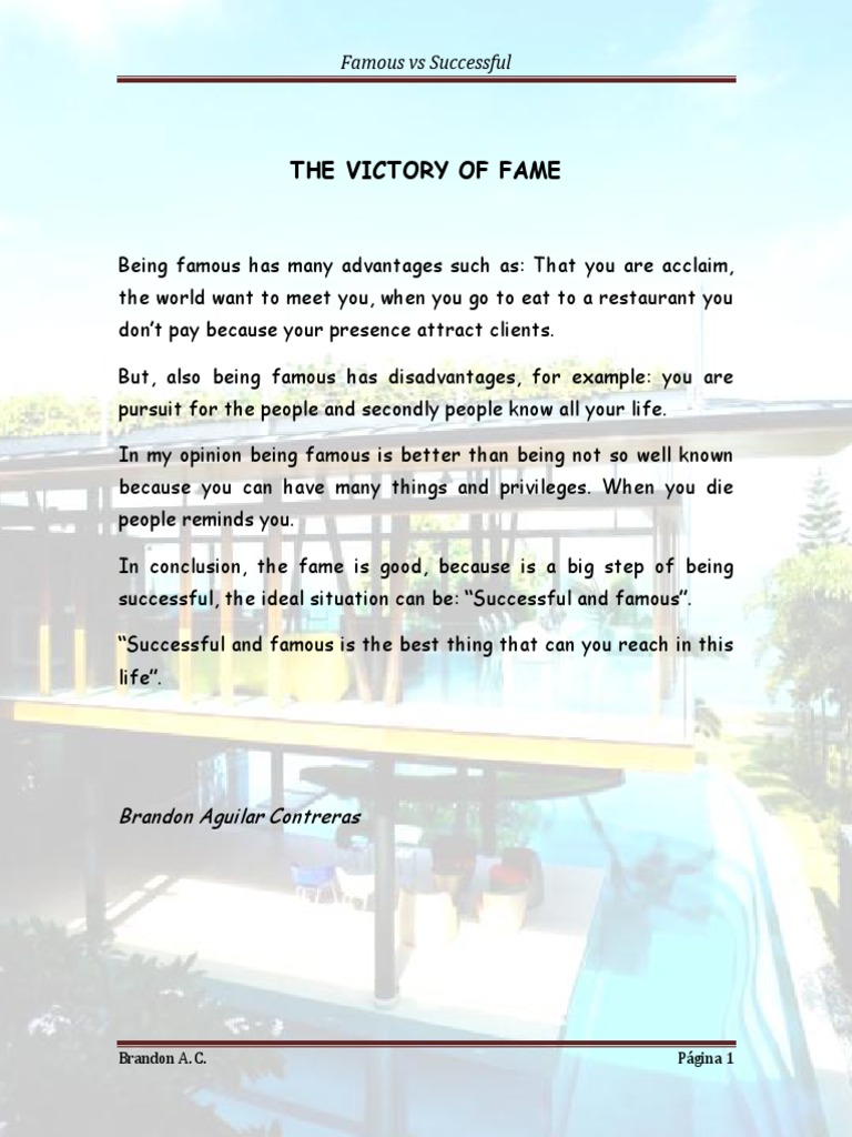 The Benefits and Drawbacks of Fame | PDF