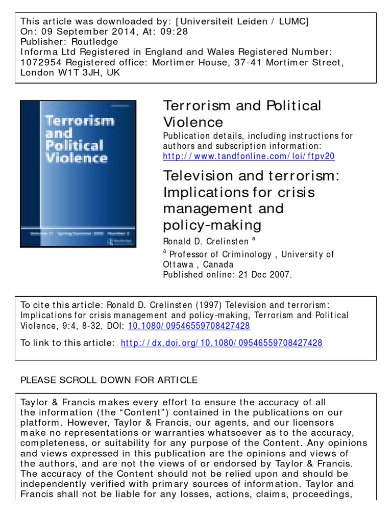 Terrorism and Political Violence: Making | PDF | News | Mass Media