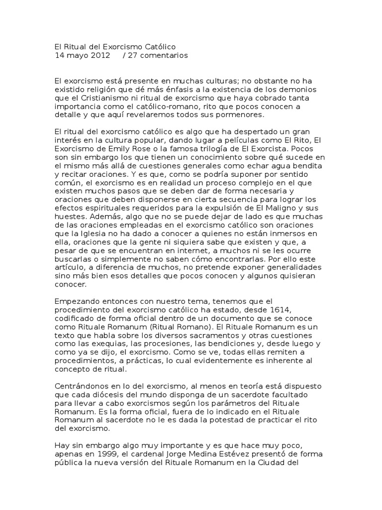 El Ritual del Exorcismo Católico | PDF | Exorcismo | Unión Europea