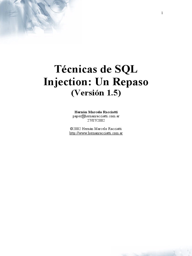 Tecnicas de SQL Injection | PDF | Datos de computadora | Software del ...