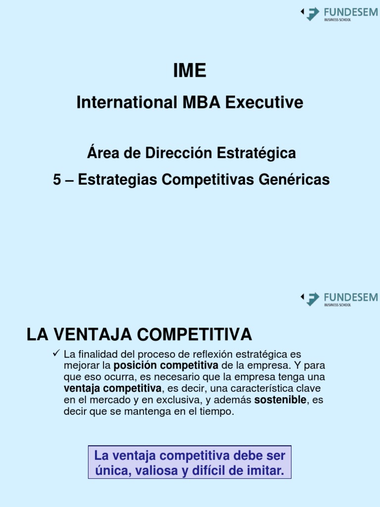 Tema 5 - Estrategias Competitivas Genericas IME | PDF