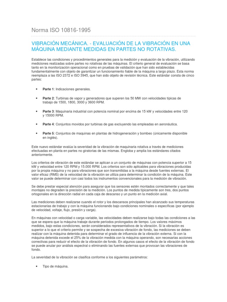 Norma ISO 10816 | Descargar gratis PDF | Vatio | Medición