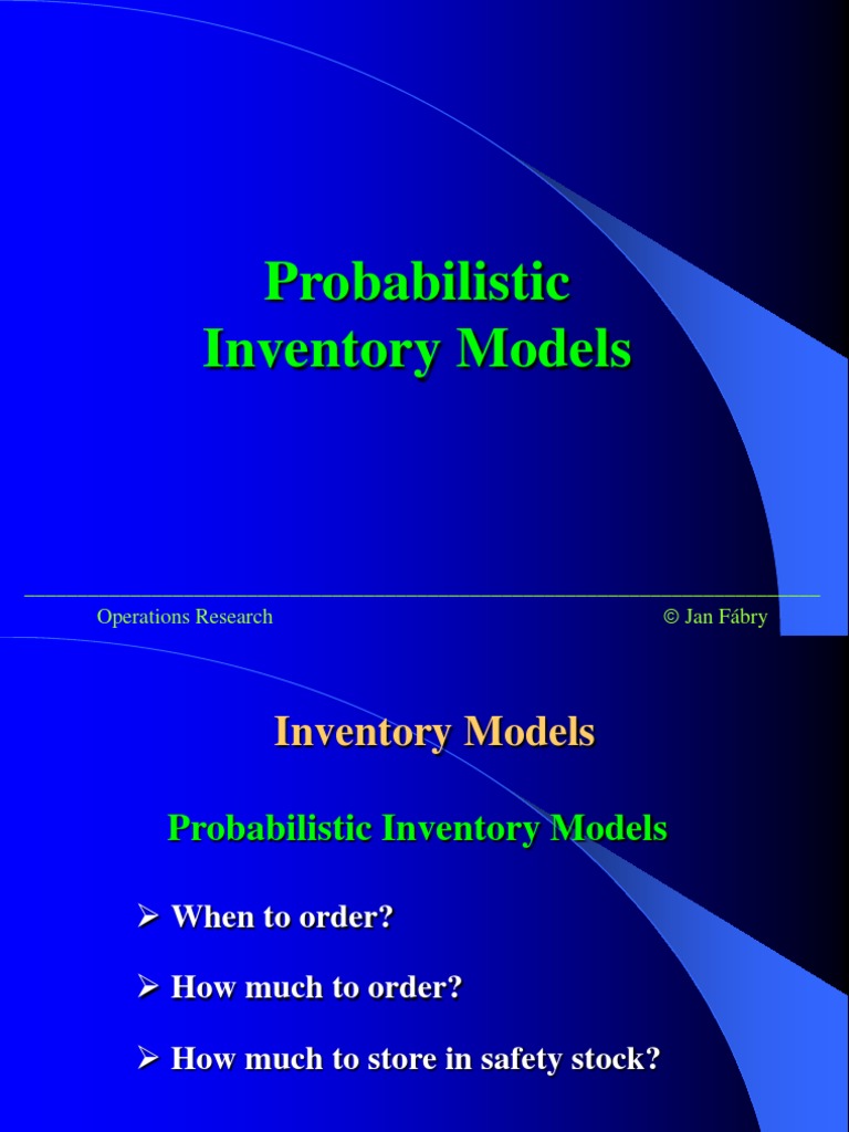 Probabilistic Inventory Models | Download Free PDF | Inventory | Prices