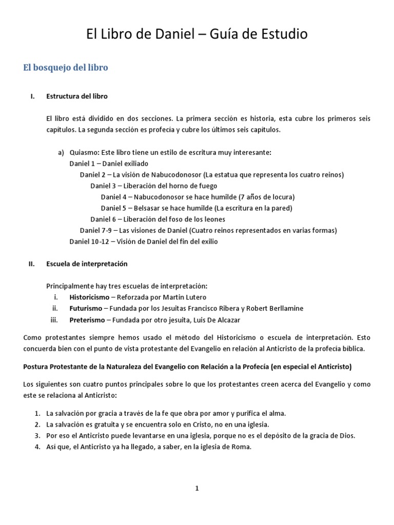 Guia de Estudio - Daniel Capitulos 1-6 | PDF | Daniel (figura bíblica ...