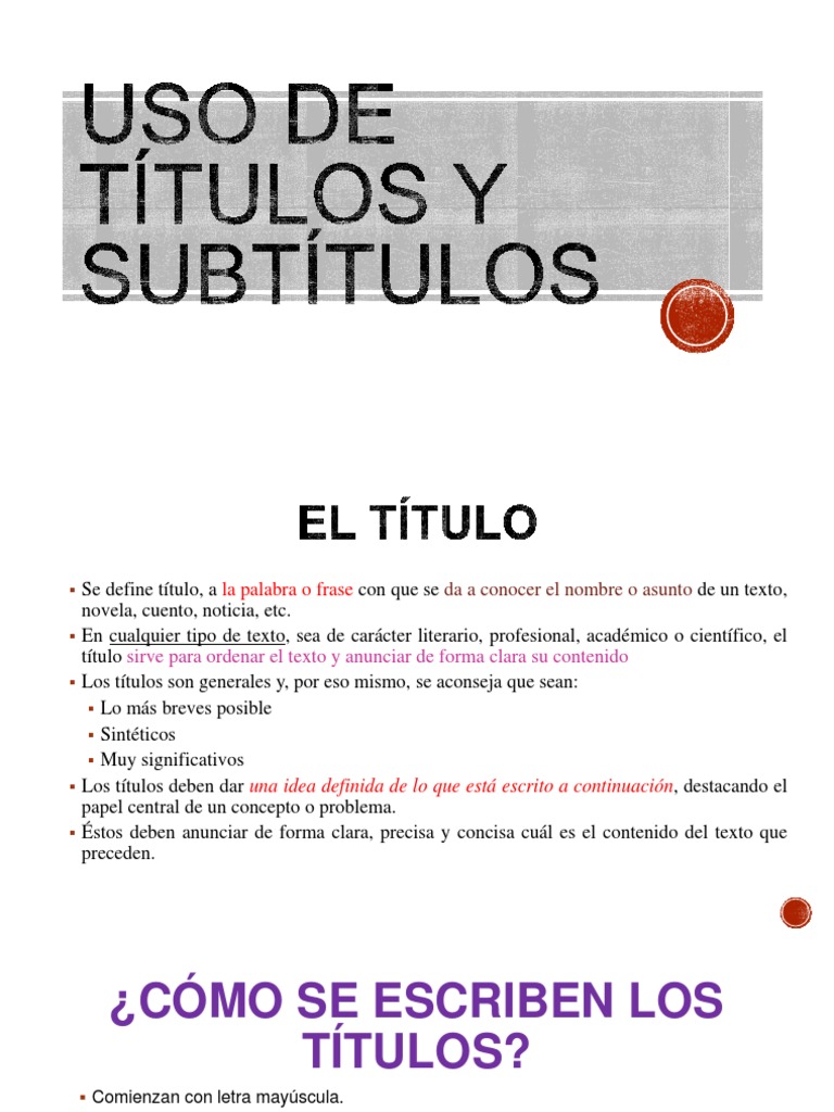 Uso de Títulos y Subtítulos | Agua | Cuentos