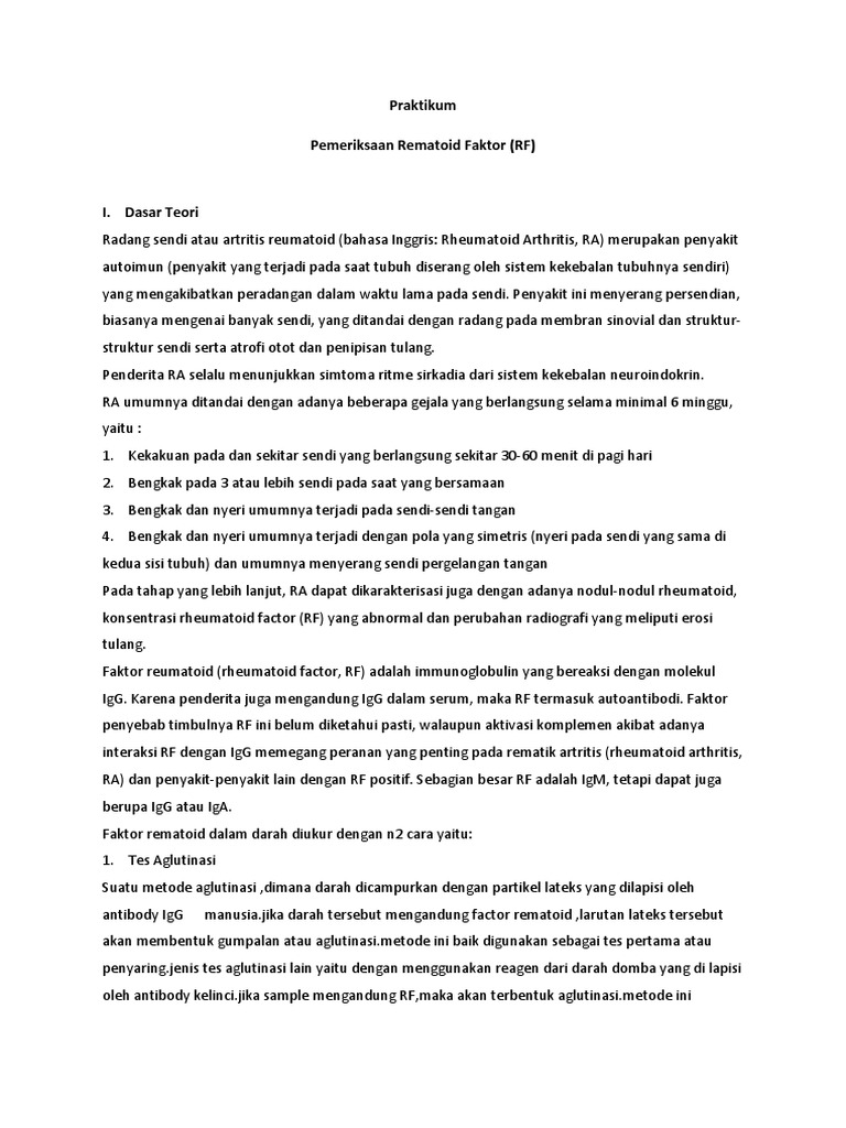 Pemeriksaan RF | PDF