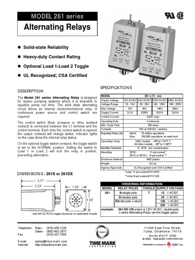 Alternating Relays: MODEL 261 Series | PDF | Switch | Mains Electricity