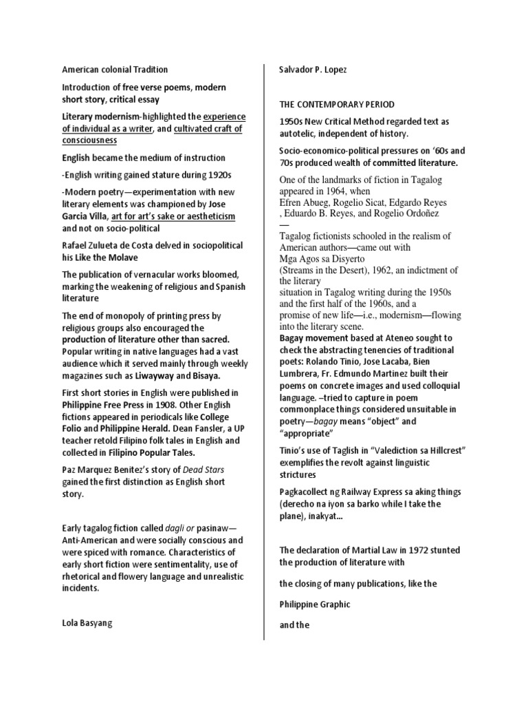 Phil Lit Lesson On History of Phil Lit | PDF | Short Stories | Philippines