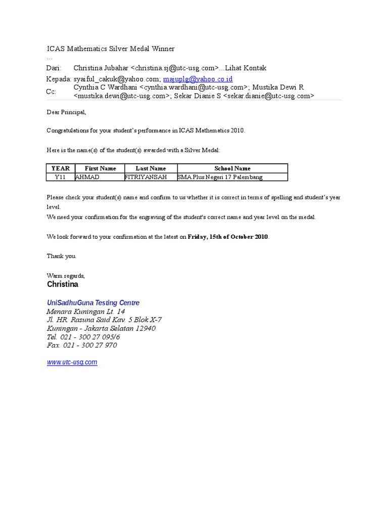 ICAS Mathematics Silver Medal Winner | PDF