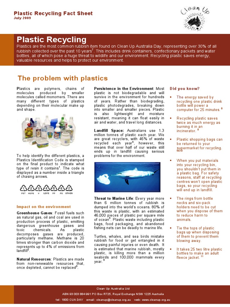 Plastic Recycling Guide 2009 | PDF | Plastic | Recycling