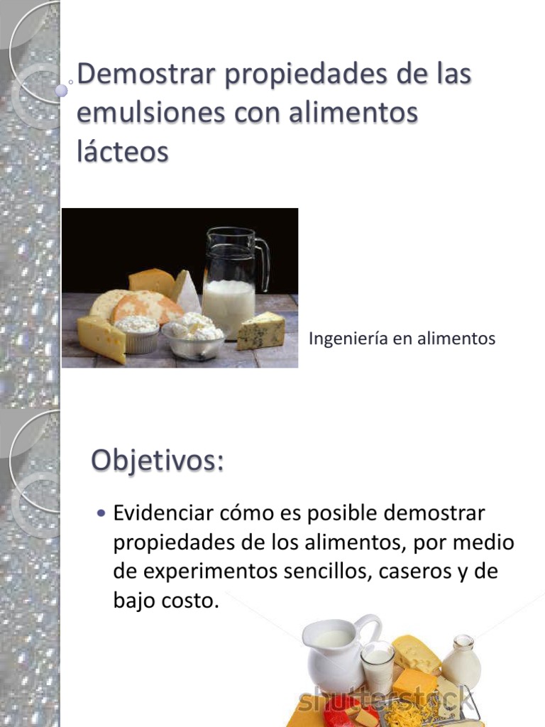 Propiedades Emulsionantes en Alimentos Lácteos | Emulsión | Coloide ...