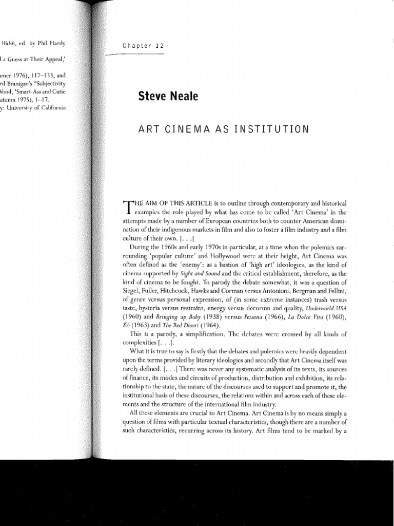 Steve Neale: Art Cinema As Institution | PDF | Foreign Language Studies