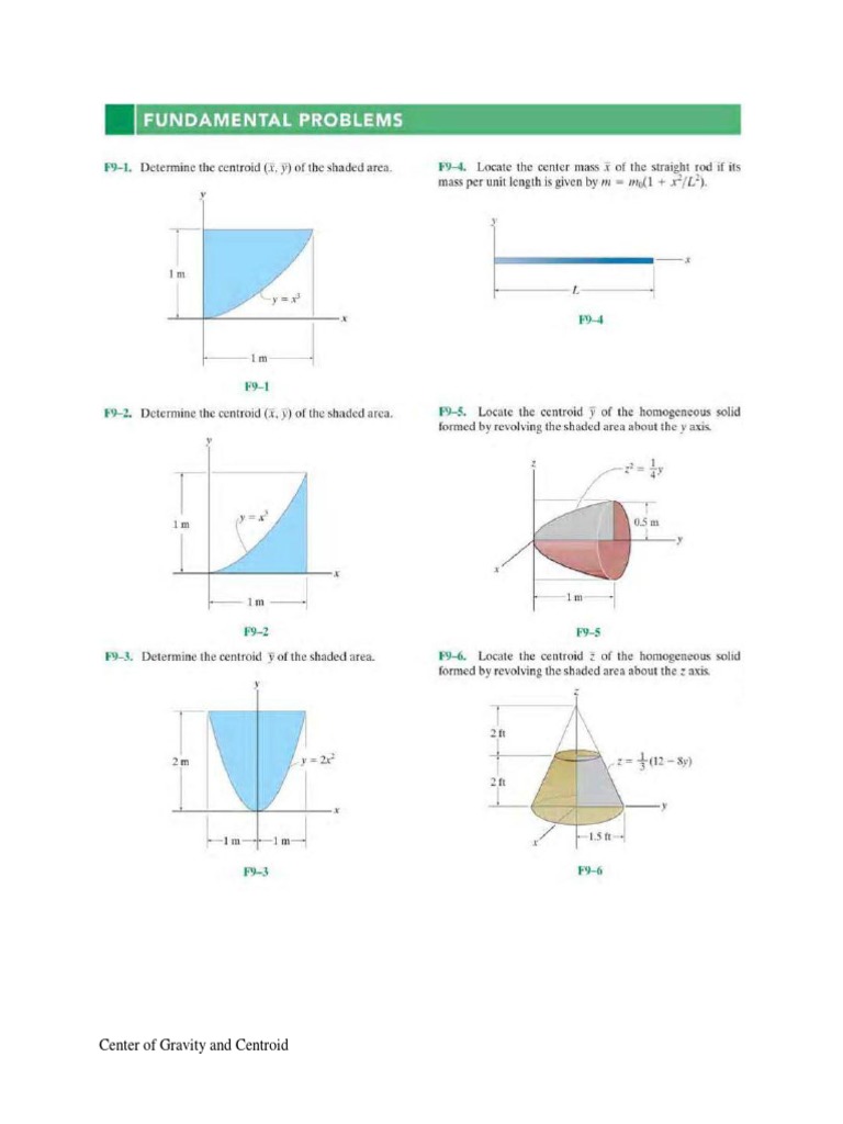 Engineering Mechanics (Center of Gravity and Centroid) Problems | PDF
