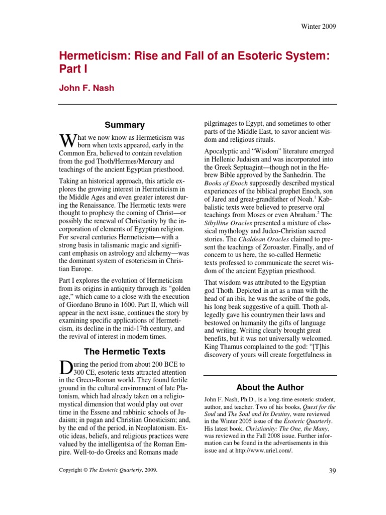 Hermetic Ism Part I by John Nash | PDF